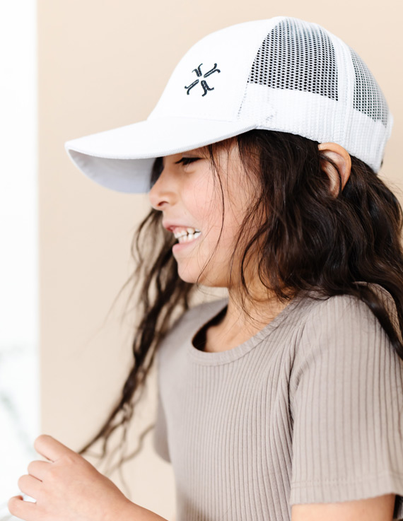White Cotton with Mesh Back Cap – Jacqueline & Jac